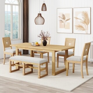 6-Piece Rectangular Extendable Dining Table Set with 18" Butterfly Leaf - Bed Bath & Beyond ...